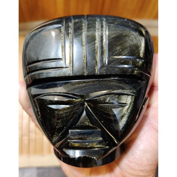unbranded | Accents | Vtg Hand Made Gold Sheen Obsidian Aztec Mayan ...